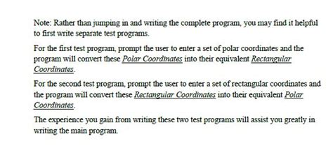 solved program requirements part 1 polar rectangular