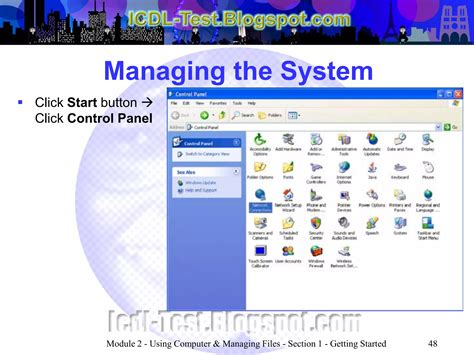 Icdl Module 2 Using Computers And Managing Files Windows Xp Presentation Slides Ppt