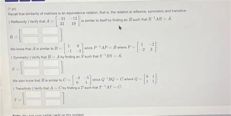 solved recall that similarity of matrices is an equivalence
