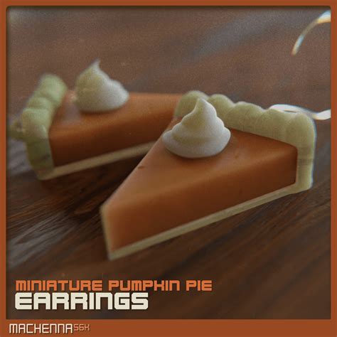 Miniature Pumpkin Pie Earrings 3d Model By Mac56k On Thangs