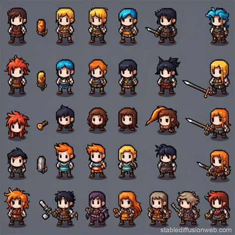 Pixel Art D RPG Character Stable Diffusion Online
