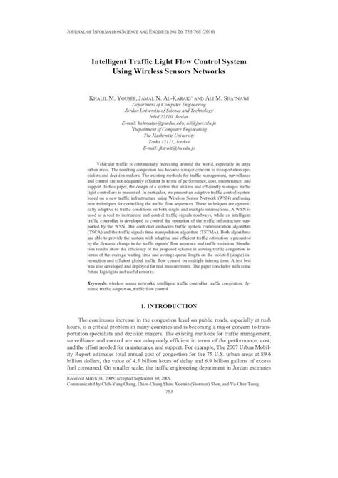 pdf intelligent traffic light flow control system using wireless
