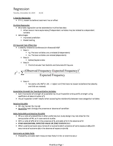 Regression Lecture Notes 19 F Test For Regression If F1 Reason