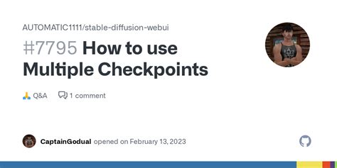 How To Use Multiple Checkpoints AUTOMATIC Stable Diffusion Webui Discussion GitHub