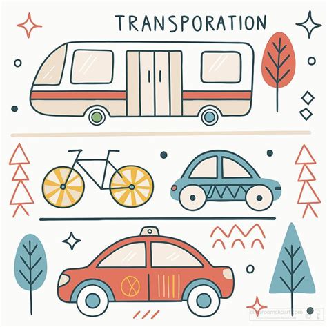 Transportation Clipart Transportation Modes Illustration