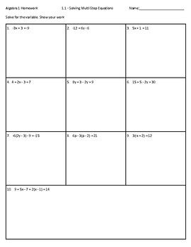Algebra Unit Solving Equations And Inequalities Homework