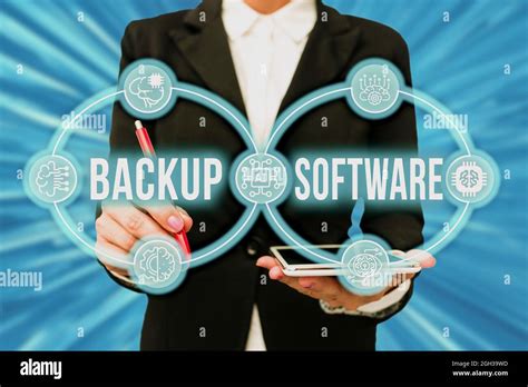Text Caption Presenting Backup Software Word Written On Create Extra Exact Copies Of Files Or