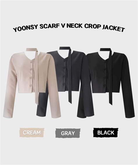 [스카프set 하객룩🖤]윤시 스카프 브이넥 크롭 자켓 에이블리