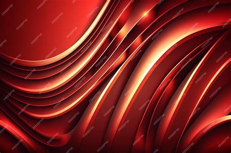 3d 모양과 빛나는 라인이 있는 추상 빨간색 배경 프리미엄 사진