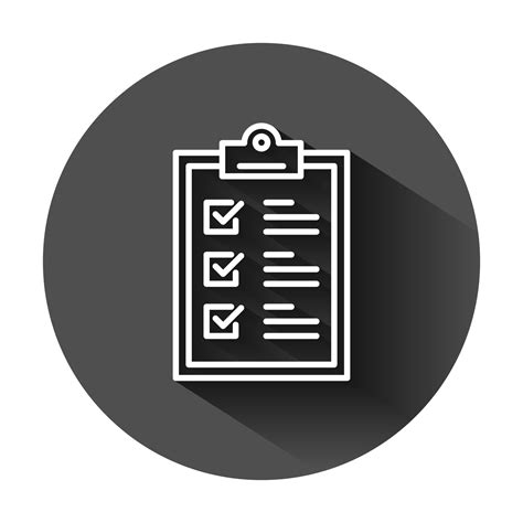 Checklist Clipboard Sign Icon In Flat Style Document List Vector