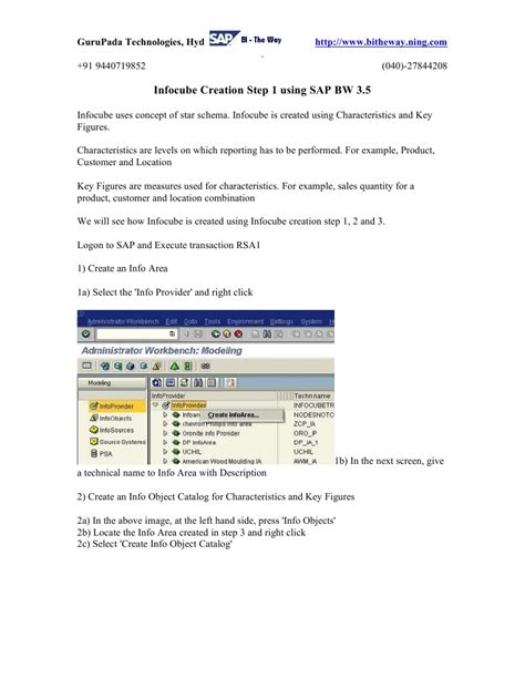 Infocube Creation Step 1 Using Sap Bw 35 Gurupada Technologies Hyd Pdf Areas Of Computer
