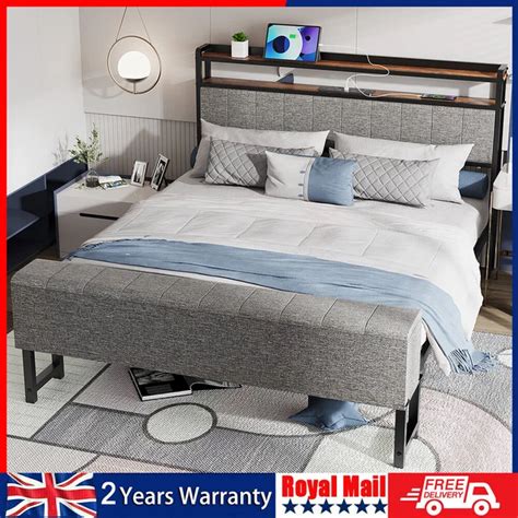 Luxury Upholstered Bed Frame With Headboard And Footboardheavy Duty Slat
