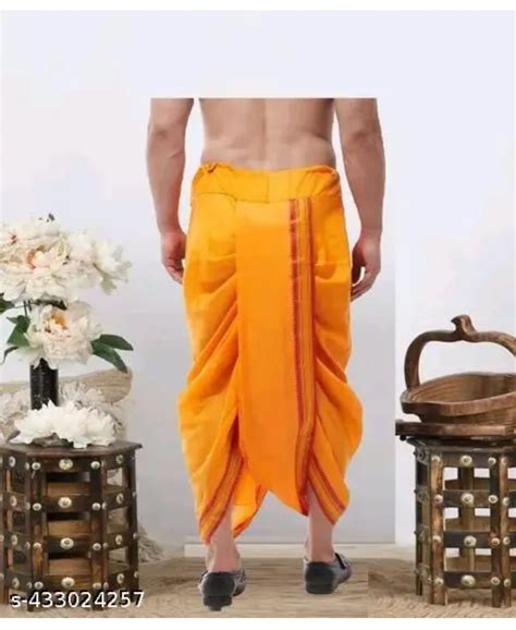 Traditional Mens Dhoti With Red Border Temple Wear