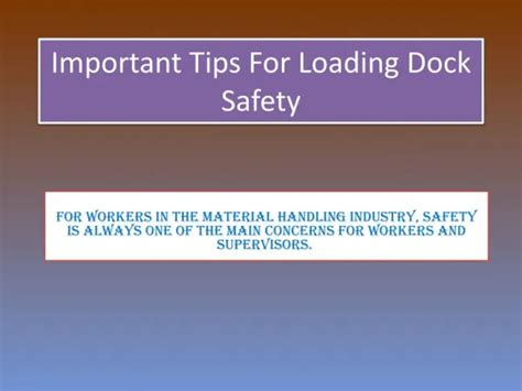 PPT Loading Dock Safety PowerPoint Presentation Free Download ID 272877