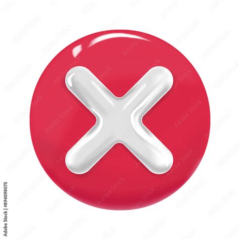 3d Plastic Cross On Red Round Background Prohibition Concept Deletion No Error Failed