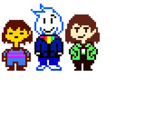 Frisk Storyshift Asriel And Storyshift Chara Pixel Art