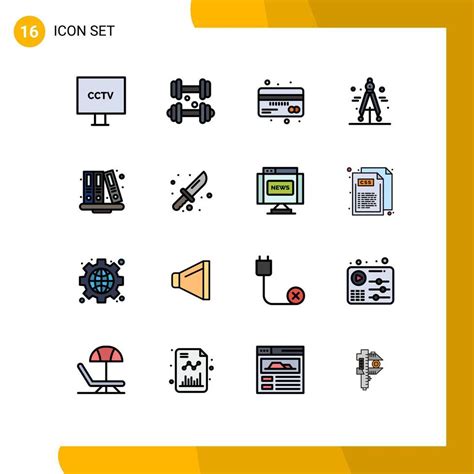 Editable Vector Line Pack Of 16 Simple Flat Color Filled Lines Of Back To School Divider Medical