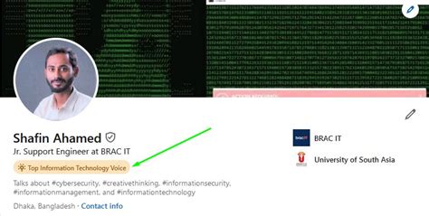 shafin ahamed on linkedin linkedintopvoice