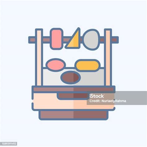 아이콘 바베큐 아르헨티나 상징과 관련이 있습니다 낙서 스타일 심플한 디자인 편집 가능 간단한 그림 3차원 형태에 대한 스톡 벡터