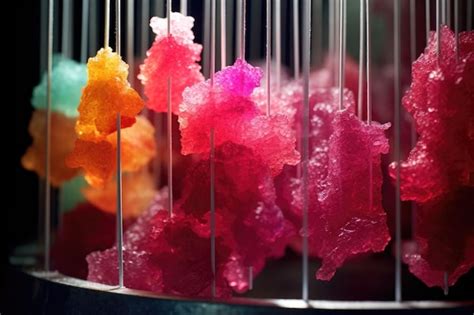 Premium Ai Image Sugar Crystals Forming On Strings In A Rock Candy