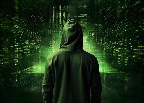 premium photo back view of anonymous hacker concept of dark web