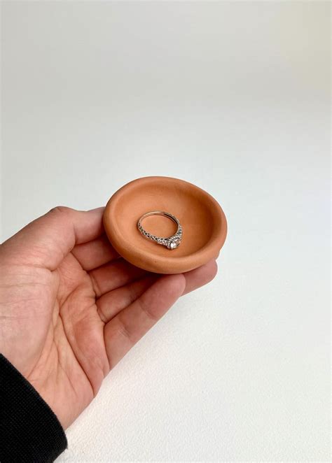 Terracotta Ring Dish Ceramic Jewelry Tray For Wedding Band Engagement