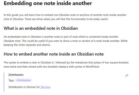embedding one obsidian note inside another obsidian note the computer and technology network