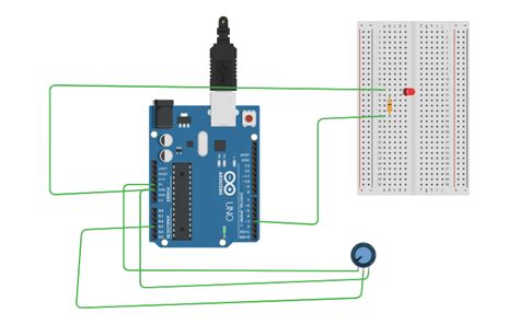 Circuit Design Controlling Led With Potentiometer Tinkercad