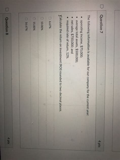 solved d question 7 4 pts the following information is