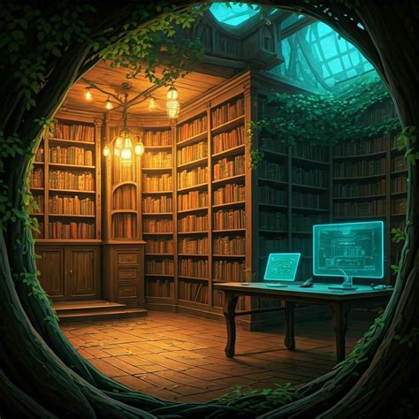 A Whimsical Treehouse Library In Three Futuristic Ai Art