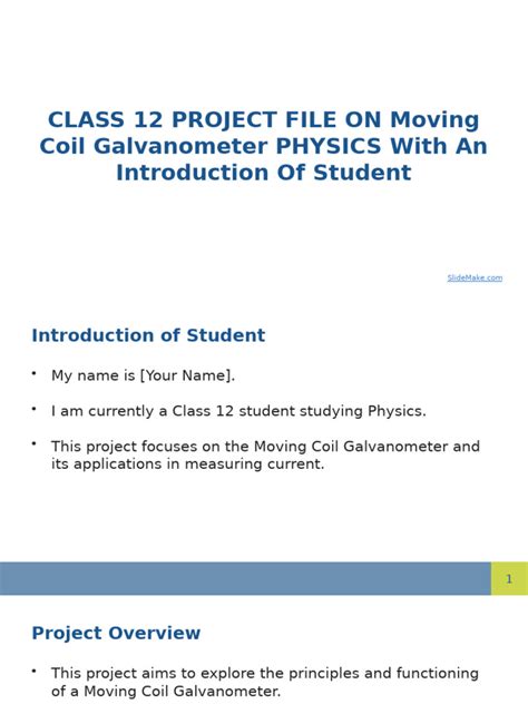 Class 12 Project File On Moving Coil Galvanometer Physics With An