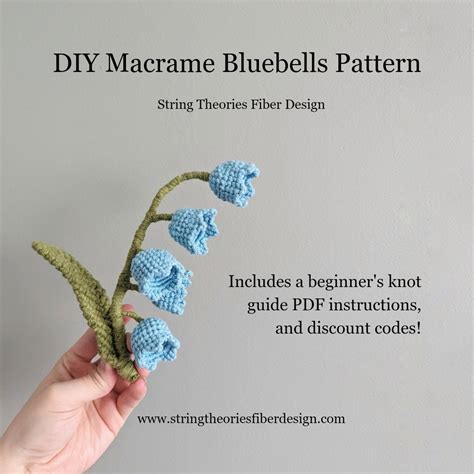 DIY Pattern Macrame D Sculpture Bluebell Flower Instructions Macrame Tutorial PDF Learn