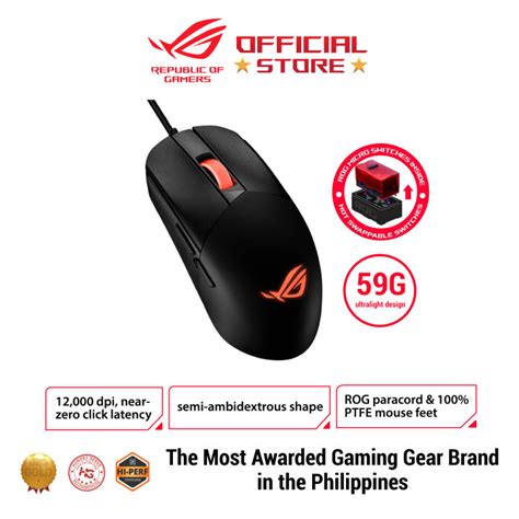 Asus ROG Strix Impact III Gaming Mouse Semi Ambidextrous Wired Lightweight 12000 DPI Sensor
