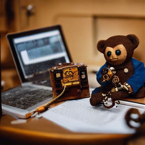 a steampunk teddy bear programming professional photography r