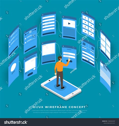 Ux Ui Flowchart Mockups Mobile Application Stock Vector Royalty Free Shutterstock