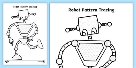 Robot Pattern Tracing Activity Twinkl Eyfs Ks1