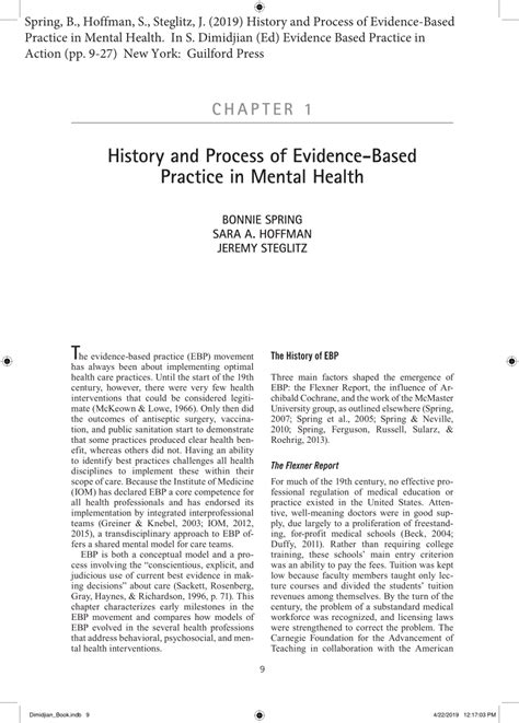 Pdf History And Process Of Evidence Based Practice In Mental Health