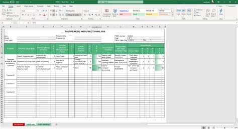 Fmea Excel Template