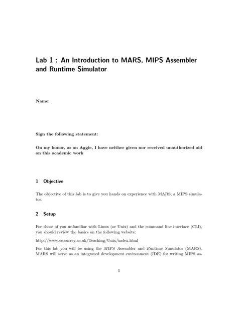 Lab01 Mars Pdf Pdf Assembly Language Subroutine