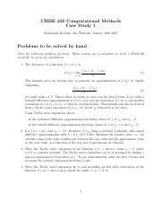 CHBE CaseStudy Pdf CHBE Computational Methods Case Study Homework Problem Due