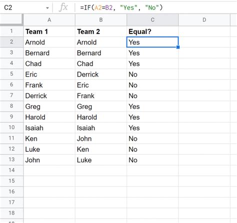 How To Compare Two Columns In Google Sheets With Examples