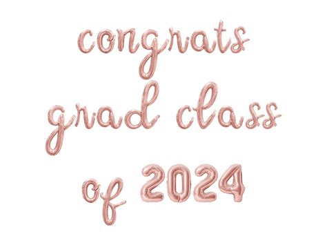 Congrats Class Of 2024 Cursive Letter Balloon Banner Gold Rose Gold
