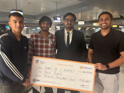 Yuvraj And Team Of 7th Sem Secured 1st Place And Prize Amount Of Rs 15k In Smashhack Hackathon