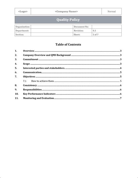 Iso 9001 Qms Quality Policy Template Iso Templates And Documents Download