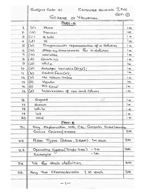 1 Puc Computer Science Scheme Pdf