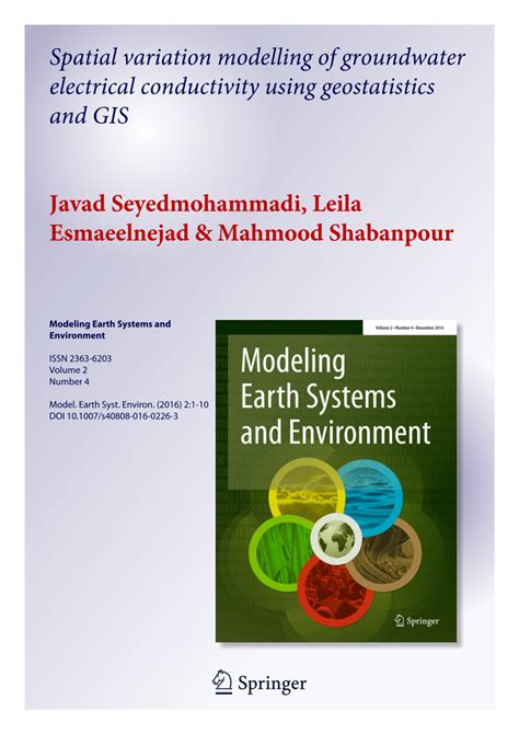 pdf spatial variation modelling of groundwater electrical