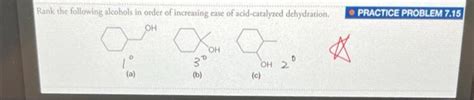 Solved Rank the following alcohols in order of increasing | Chegg.com