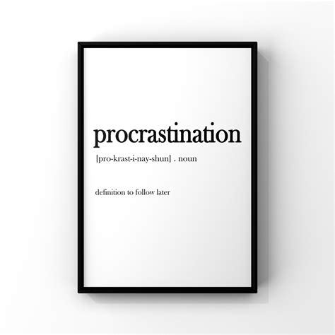 Procrastination Definition Printprocrastination Etsy