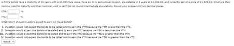 Solved Nominal Yield To Maturity And Their Nominal Yield