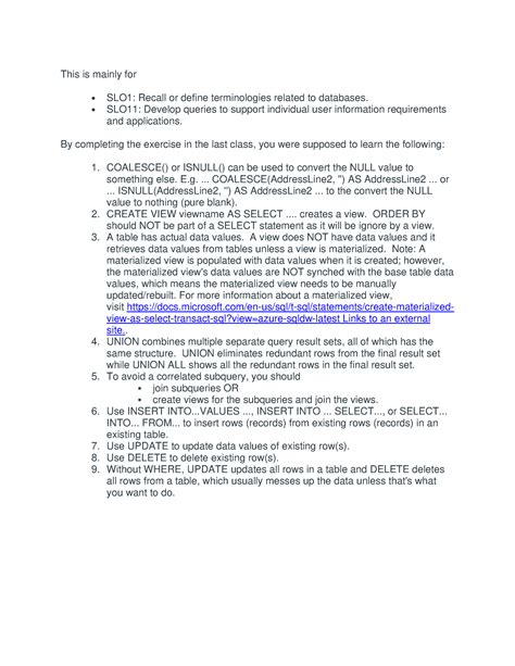 Lessons Learned From Cs18 Exercise This Is Mainly For • Slo1 Recall Or Define Terminologies